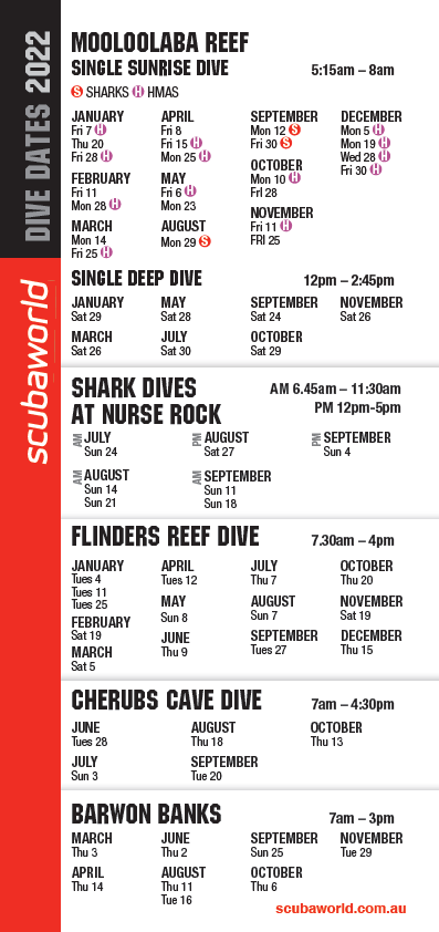 Diving Calendar