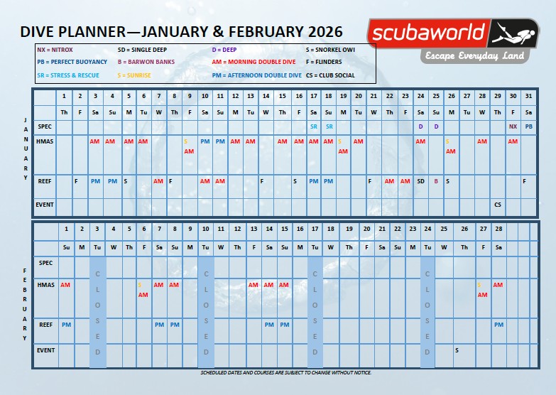 Dive Schedule | Scuba World